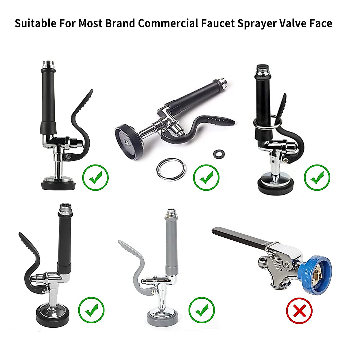 2 Pack Pre-Rinse Spray Valve Repair Kit 1.42 GPM Spray Face Bumper for All Commercial Sink Pre Rinse Faucet Dish Sprayer, Bumper and Screw Replacement Part, Black