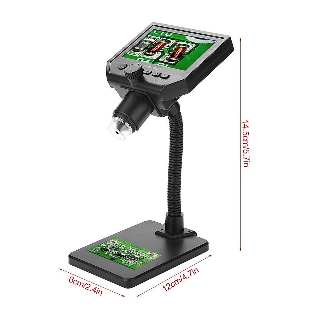Digital Microscope kit, 100-240V Portable 4.3" G600 1-600X Magnifier 1080P LCD Digital Microscope Lithium Battery High Brightness 8 LEDs, Support Inserting Memory Card(US)