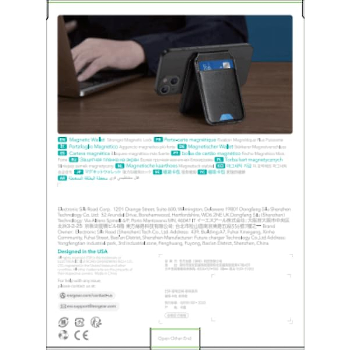 ESR MagSafe Wallet (HaloLock), iPhone Wallet with Adjustable Stand, Magnetic Wallet for iPhone 14/13/12 Series, Not for iPhone 13/12 mini, 3 Card Holder, MagSafe Accessories, Vegan Leather, Black