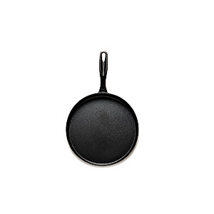 Barebones 12-Inch Flat Cast Iron Skillet - Enameled Cast Iron Fry Pan, outdoor cooking pan