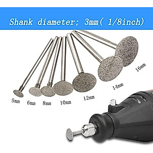 Luo ke 7 Pcs Diamond Cutting Burr, 1/8'' Shank Diamond Burs Stone Carving Sets For Dremel Rotary Tools