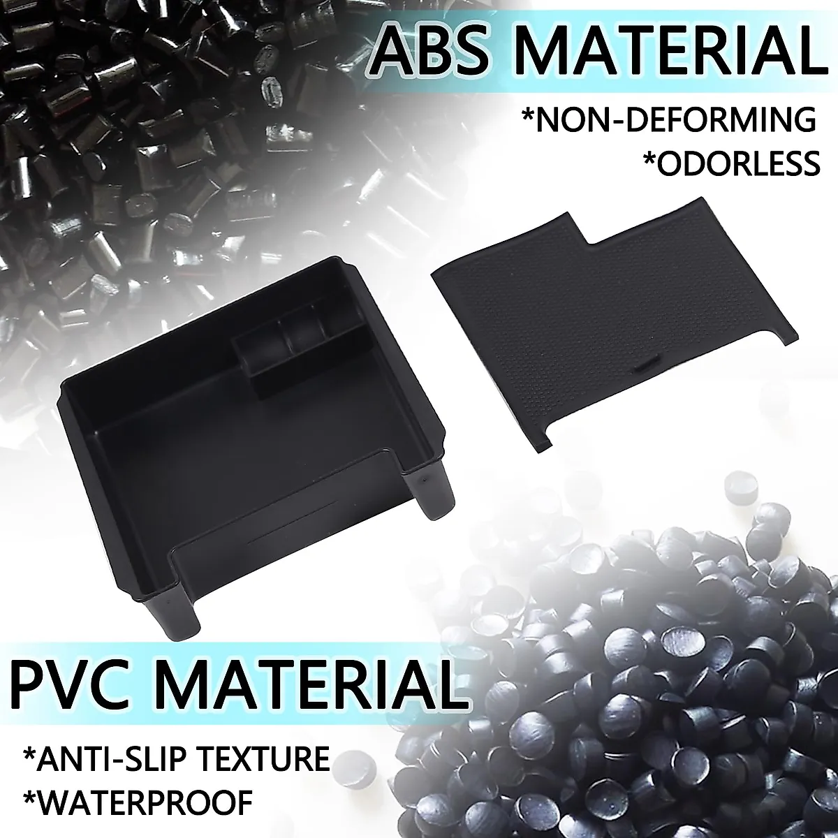 Black Armrest Storage Box Center Console Organizers Phone Tray with Mat and Logo Fit for Volvo S60 S60L V60 XC60 2009-2017