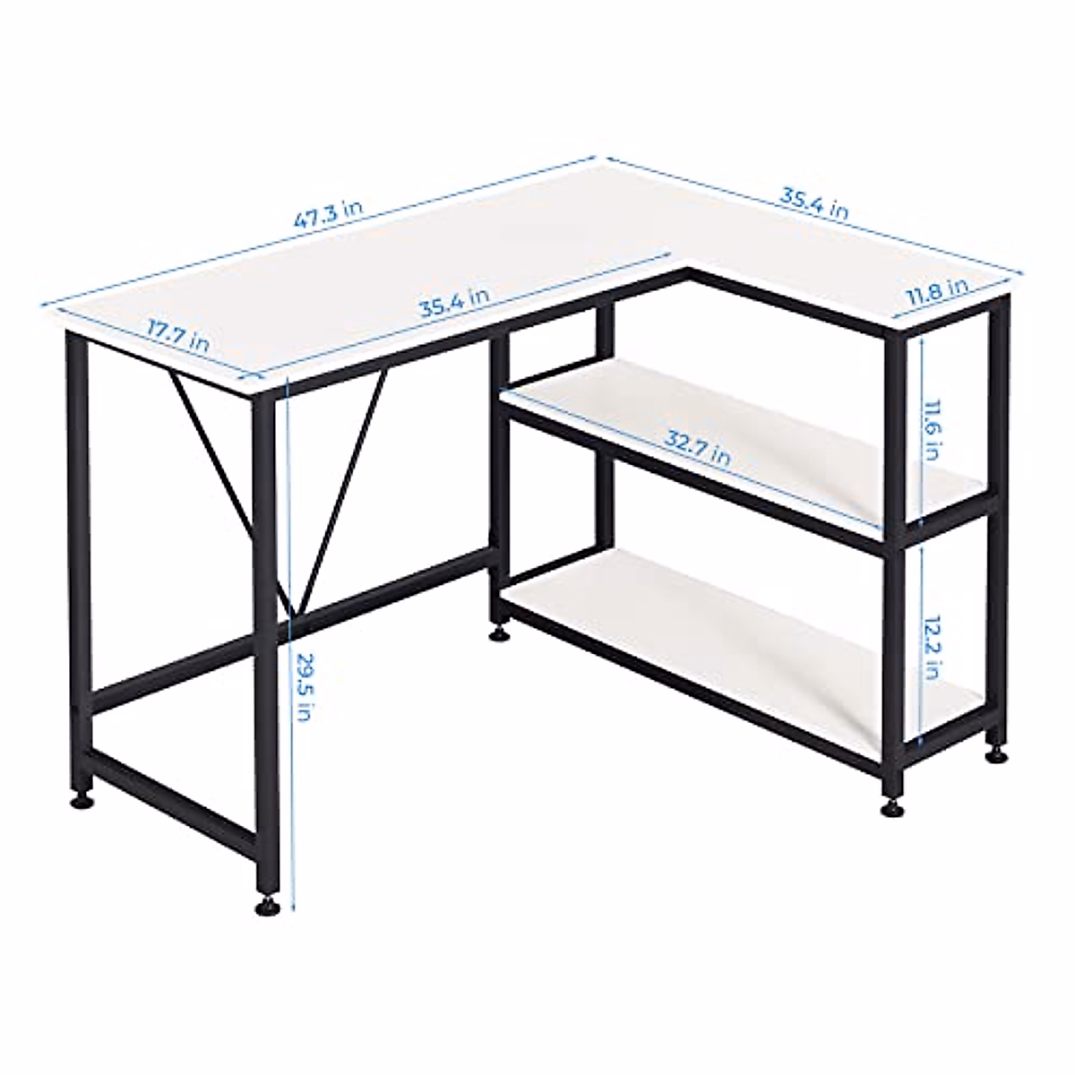 GreenForest L Shaped Desk 47 inch Reversible Corner Gaming Computer Desk with Storage Shelves and 49.2 inch Large Tall 4 Tier Printer Stand with Storage Shelf