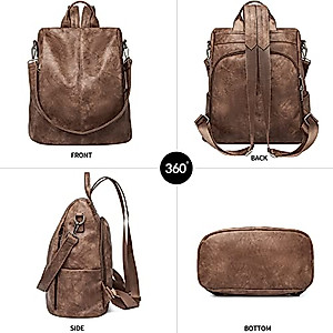 FOXLOVER Backpack Purse for Women Large Womens Backpack Leather Travel Backpack Fashion Backpack Purse Designer Ladies Shoulder Bags(Brown A)