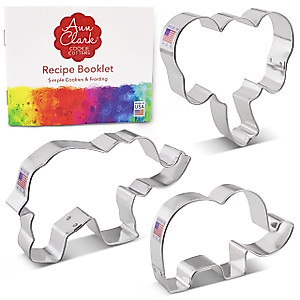 Elephants Cookie Cutters 3-Pc. Set Made in the USA by Ann Clark, Elephant Face, Cute Elephant, and Elephant