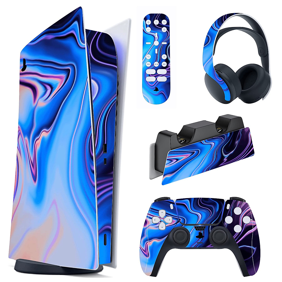 PlayVital Origin of Chaos Full Set Skin Decal for PS5 Console Digital Edition, Sticker Vinyl Decal Cover for PS5 Controller & Charging Station & Headset & Media Remote