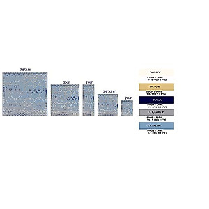 Furnish my Place Trellis Pattern Rug - 7 ft. 8 in. x 11 ft, Light Blue, Bohemian Rug with Transitional Design