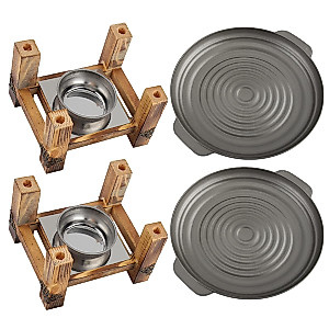 BBQ Round Roasting Tray, luminum Ceramic Plate Non Stick Grill Plate Barbecue Skewers Chafing Dish Party Buffet Pan Cookware for Barbecues, Camping, Durable and Reusable (2L)