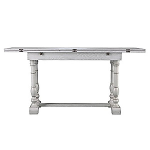 Convertible Dining Table - Expandable Wood Top Seats 2 to 6 - Double Pedestal Base