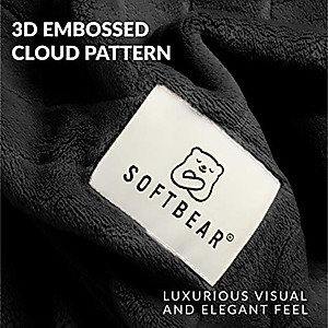 SOFTBEAR Black Throw Blanket Flannel Fleece Semi-Circular Pattern, Soft, Fluffy, Plush and Warm Blanket for Bed, Couch, Sofa, Camping