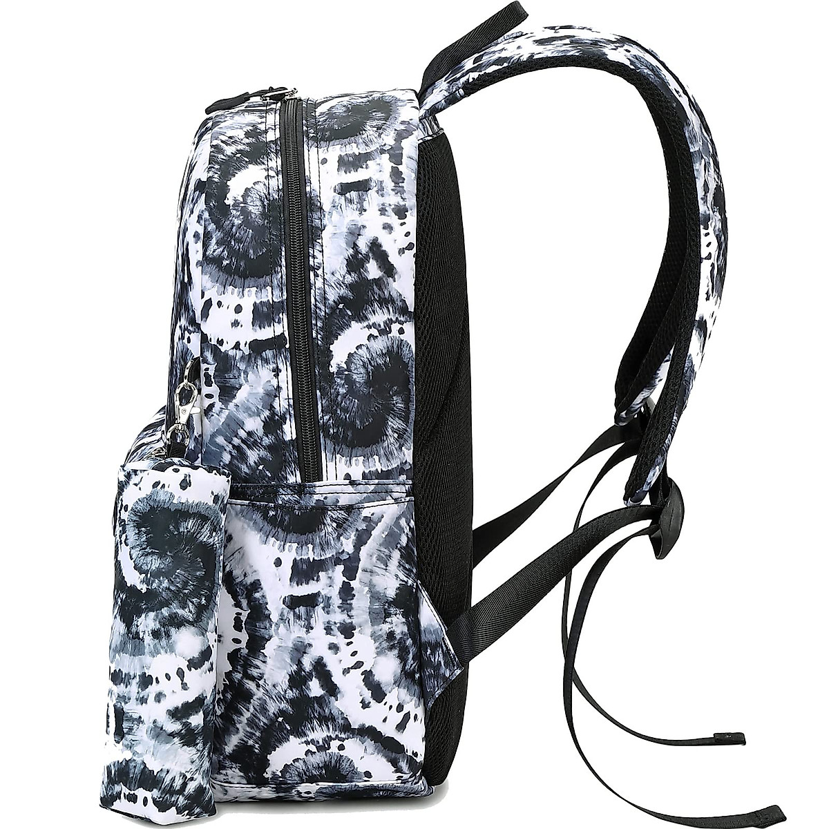 Joyfulife Girls Backpacks, Tie Dye Backpack for Girls Kids Bookbags School Backpack with Lunch Box (Tie Dye Black)