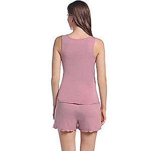 Joyaria Cooling Summer Pajama Set for Women Bamboo Viscose Pjs Jersey Knit(Dusty Rose,XL)