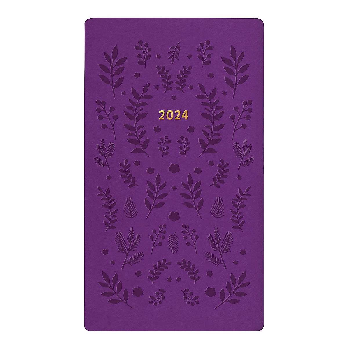 Letts of London Woodland Weekly Planner, 12 Months, January to December, 2024, Pocket Size, 5.875" x 3.125", Multilingual, Purple (C082175-24)