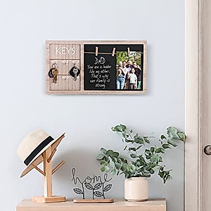 Key Hooks Photo Hangers Chalkboard Wall Mounted Keychains Organizer - Bohemian Hanging Photo Note Board Key Racks Hanger Suitable for Entryway, Front Door, Hallway for Boho and Rustic Decor.