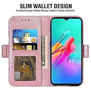 Asuwish Phone Case for Infinix Smart 5/Hot 10 Lite Wallet Cover with Tempered Glass Screen Protector and Leather Flip Credit Card Holder Stand Flower Folio Cell Accessories X657B Women Men Rose Gold