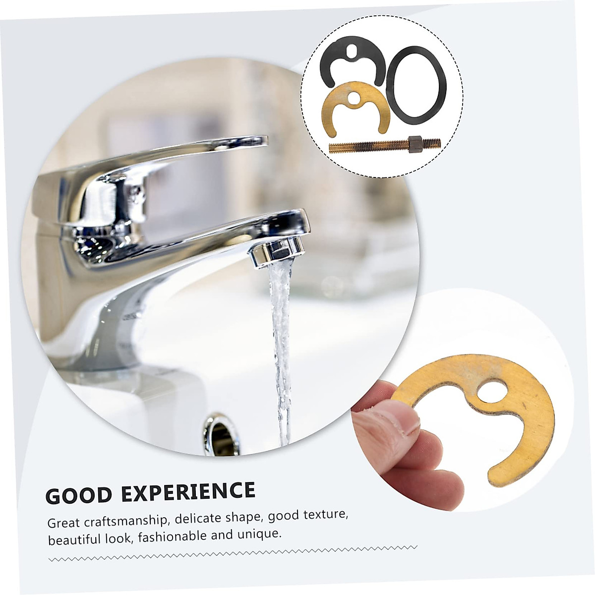 Veemoon 1 Set Horseshoe Mounting Accessories Fixing Bracket Sink Holder Tap Fixing Tool Wash Basin Tap Fixing Fitting Locknuts Kitchen Antiloosing Nut Washers Anti-Loose Faucet Copper