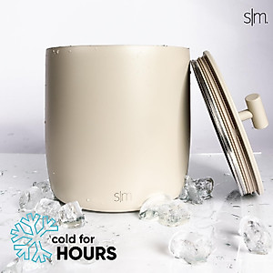 Simple Modern Vacuum Insulated Ice Bucket with Lid and Scoop | For Cocktail, Champagne, Wine, Beer, & Hosting | Stainless Steel 100oz Capacity for Large Parties | Rocks Collection | Winter White