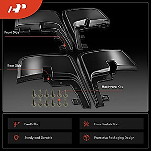 A-Premium Set of 4PCS Mud Flaps Splash Guards Mudguards Mudflaps with Hardware Kits Accessory Compatible with Ford F-150, 2015-2020 Pickup, (W/o Fender Flares), Black Color, Front LH RH and Rear LH RH