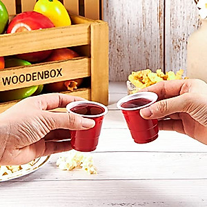 Lilymicky 1080 PACK 2 oz Plastic Shot Glasses, Red Disposable Plastic Cups, Mini Red Shot Cups, 2 oz Party Cups for Jello Shots and Tasting