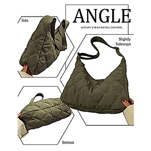 Puffy Tote Bags Women Quilted Puffer Handbag Lightweight Padded Crossbody Shoulder Travel Shopping Tote Girls Hobo Bag Purse Green