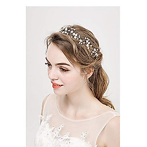 Headbands Wedding Hair Accessories for Women Bridal Headdress Engagement Flower Shape Headpiece HS128 Tiara (Metal Color : HS128)