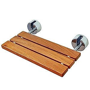 TEAKMAMA 20" Teak Wood Modern Folding Shower Seat Bench, Aluminum Wall-Mounted Foldable Chair Bathroom Stool, Smooth Wood Texture with Rustproof Metal Material, Sturdy to sit for Adults Kids