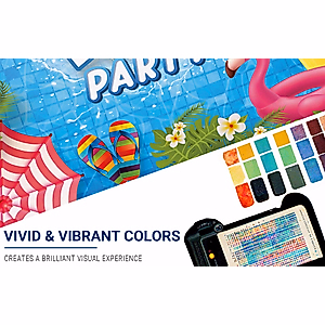 Allenjoy Swimming Pool Party Backdrop Summer Water Wave Ripple Tropical Palm Flower Lifebuoy Baby Shower Birthday Photography Background Banner Decoration Cake Table Photo Booth Props