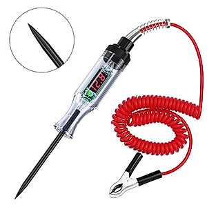 Test Light Automotive, Automotive Circuit Tester, DC 6V-24V Digital LED Test Light with Portable, Auto Bidirectional Voltage Tester Electric Test Pen with Voltmeter and Probe