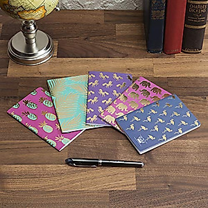 Elan Publishing Company Field Notebook / Pocket Journal - Gold Foil Patterns - Lined Memo Book (3.5"x5.5") - Pack of 5