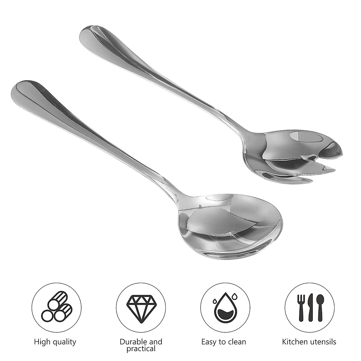 Gatuida Salad Servers, Stainless Steel Salad Serving Set, Salad Servers, Salad Spoon, Salad Fork, Pack of 2