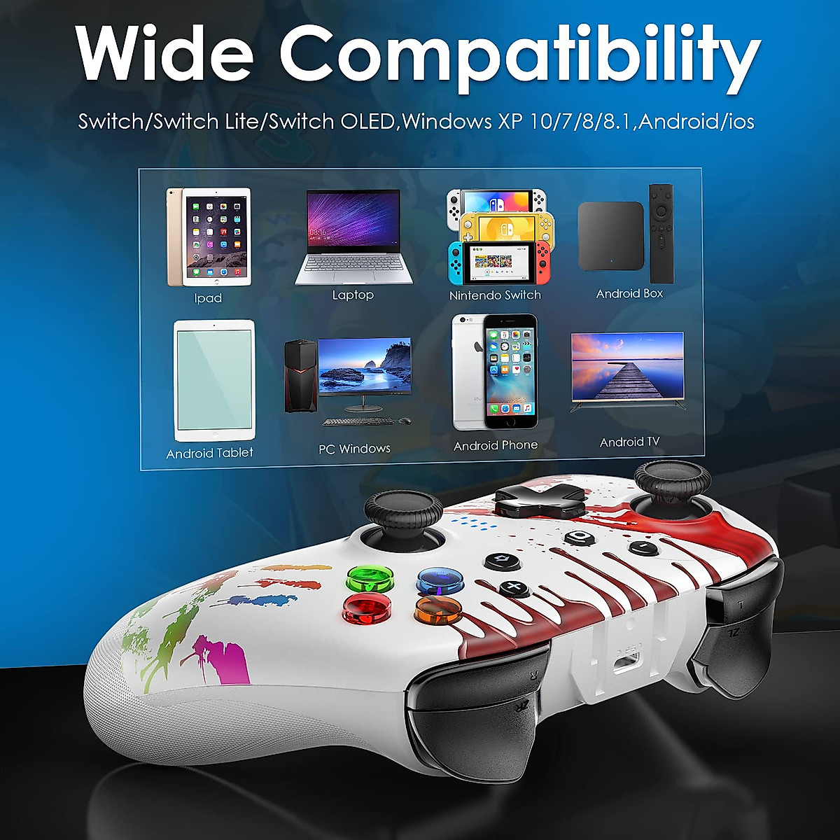 REDSTORM 2.4g Wireless Game Controller for Windows PC,Android,Switch,Steam Deck, PC Gaming Controller with 4 Programmable Buttons, Dual Vibration, Turbo, Motion Control, LED Light