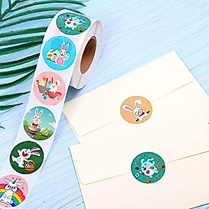 Acewen 1000Pcs/2 Rolls Easter Stickers Easter Theme Stickers Self-Adhesive Roll Stickers 16 Designs Happy Easter Day Sticker for Party Supplies