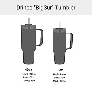 Drinco 40oz 30 oz Tumbler with Handle, Straw Lid, Insulated Stainless Steel Travel Mug Water Bottle Ice Coffee Cup For Cold and Hot, BigSur (30oz, Oakmilk)