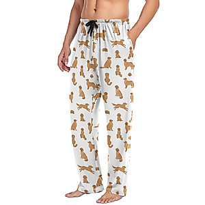 Ollabaky Men's Pajama Pants Golden Retriever Dogs Sleepwear Lounge Pajama Bottoms with Pockets, XL