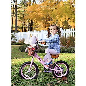JOYSTAR 14 Inch Kids Bikes with Training Wheels & Basket, Vintage Girls Bike for Toddler of 3-5 Years Old Girls & Boys, Kids Bicycle, Pink