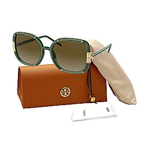 Tory Burch TY9071U 189713 57MM Transparent Olive/Olive/Olive Gradient Square Sunglasses for Women + BUNDLE With Designer iWear Eyewear Kit