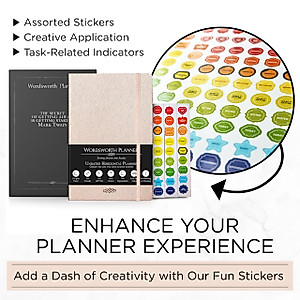 Wordsworth Undated Planner Weekly and Monthly - Dotted Blank Planner - Hardcover, Dateless Weekly Planner, 5.83 × 8.27In - Premium A5 Paper (120GSM) - Monthly, Weekly, Yearly Spread - Bullet Planner