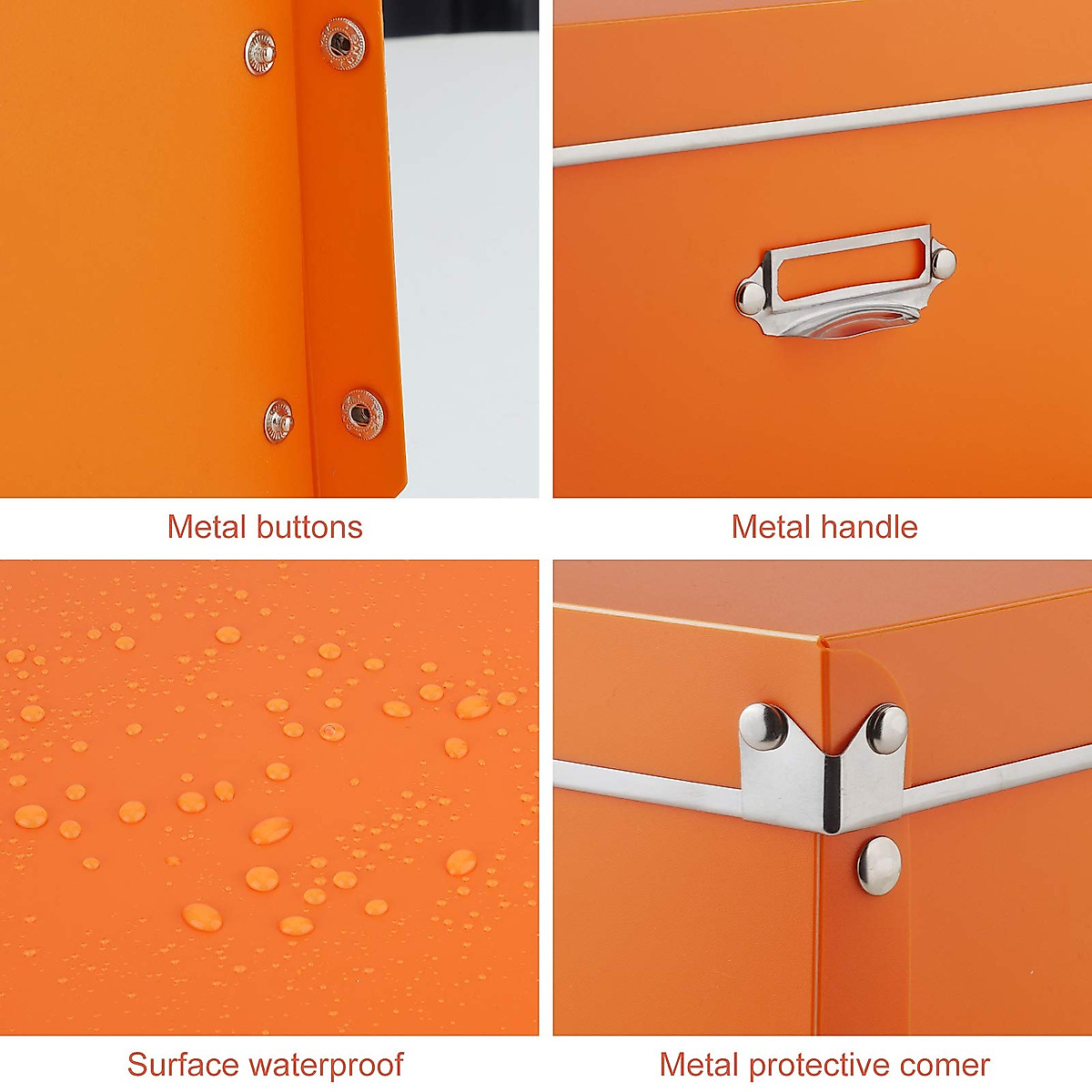 SEEKIND photo boxes storage, storage boxes with lids and Handles, 3 in 1 Set, Multiple Size(Small/Medium/Large) Plastic Box for Photos, tax papers, Cosmetic, Socks, Snacks, Etc(Orange)