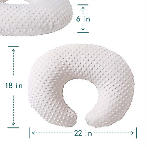 QUENESS Nursing Pillow and Positioner, Breastfeeding, Bottle Feeding, Baby Sitting Support with Removable Ultra Soft Minky Cover, Tummy Time Support for Baby Boys and Girls (Beige)