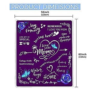 Gifts for Mom, Mom Gifts from Daughter Son, Valentines Day Gifts for Mom, Blanket for Women Mom Presents, Birthday, Valentines Day, Mother Day, Soft Blanket 50x 60 Purple