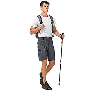 Hiauspor Men's Hiking Cargo Shorts 9"/10" Quick Dry Lightweight Waterproof for Golf Tactical Fishing Casual with 6 Pockets (Dark Grey, 36)