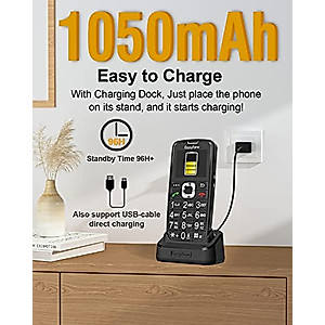 Easyfone Prime-A6 4G Unlocked Feature Cell Phone, Easy-to-Use Clear Sound Big Battery Basic GSM Mobile Phone with an Easy Charging Dock