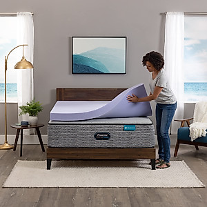 BEAUTYREST, Lavender Colored, Aloe Gel Bead, Pressure Relieving Memory Foam Mattress Topper, 4 inch, California King
