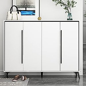 AGOTENI Shoe Cabinet with 4 Doors & 4 Tier Shelves for Entryway, Modern Shoe Storage Cabinet, Freestanding Shoe Rack Storage Organizer (55.1”W x 13.8”D x 37.4”H)