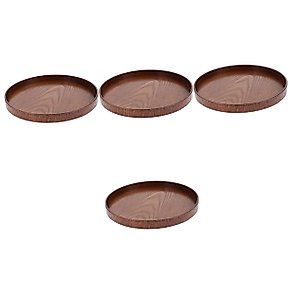 VILLCASE 4pcs Wooden Round Tray Coffee Table Decor Tray Cutlery Tray Round Coffee Table Tray Wood Tray for Desktop Trays Decorative Large Tray Dessert Serving Tray Wooden Shape Tray Tea Set