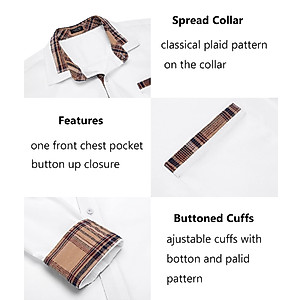 COOFANDY Men's Long Sleeve Dress Shirts Button Down Shirts for Wedding White Large