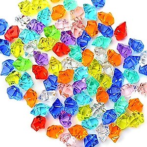 DomeStar 150PCS Multicolored Fake Crushed Ice Rocks, Fake Diamond Plastic Ice Cubes Crystals Gems for Decoration Wedding Display Vase Fillers (Color Random)