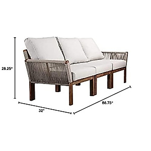 SEI Furniture Brendina Outdoor Sofa, Natural, White