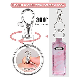 Meiiy Chapstick Holder Keychain Lip Balm Keychain Lipstick Sleeve Pouch Portable Pocket Lip Gloss Tube Holder Stocking Stuffers Gift for Women (5pcs-marble)