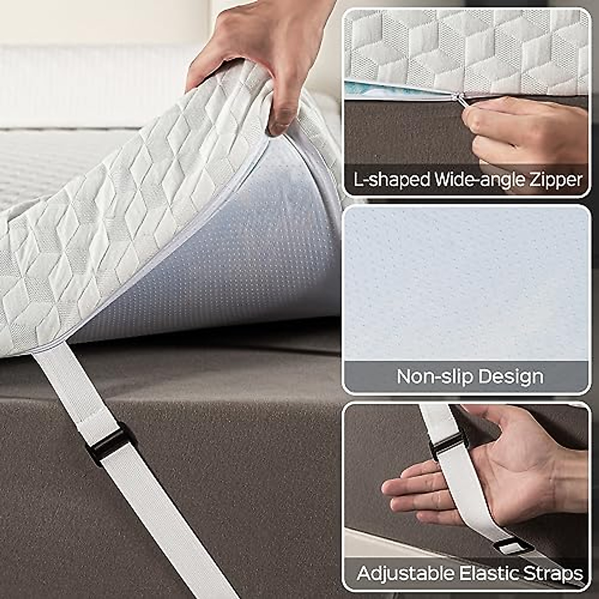 Mattress Topper Queen - 3 Inches Gel Infused Memory Foam Mattress Topper with Breathable Cover, Zero Pressure High Density Mattress Topper for Back Pain Relief, 60"x80"x3"
